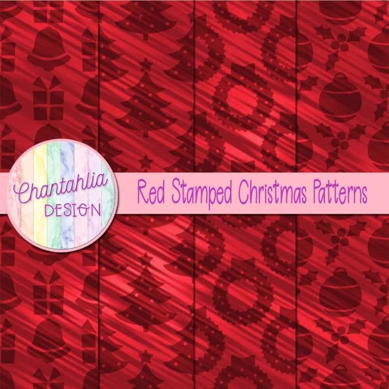Free Digital Papers featuring Red Stamped Christmas Patterns