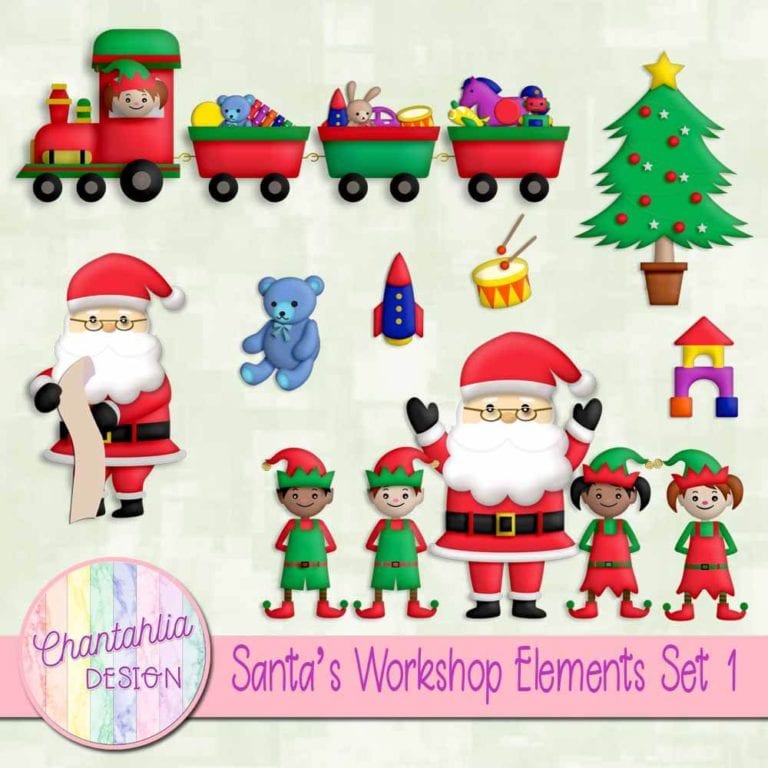 Free Santa's Workshop Elements for Digital Scrapbooking & Crafts