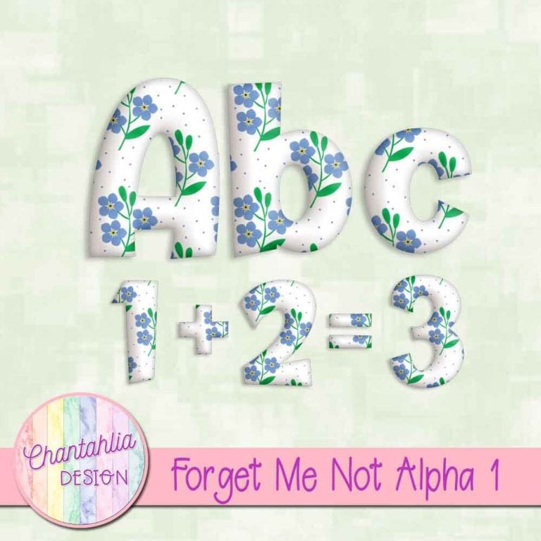Free Forget Me Not Alpha for Digital Scrapbooking and other Crafts