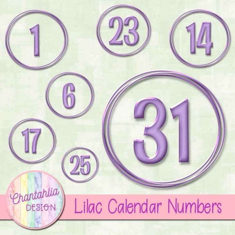 Free Lilac Calendar Numbers