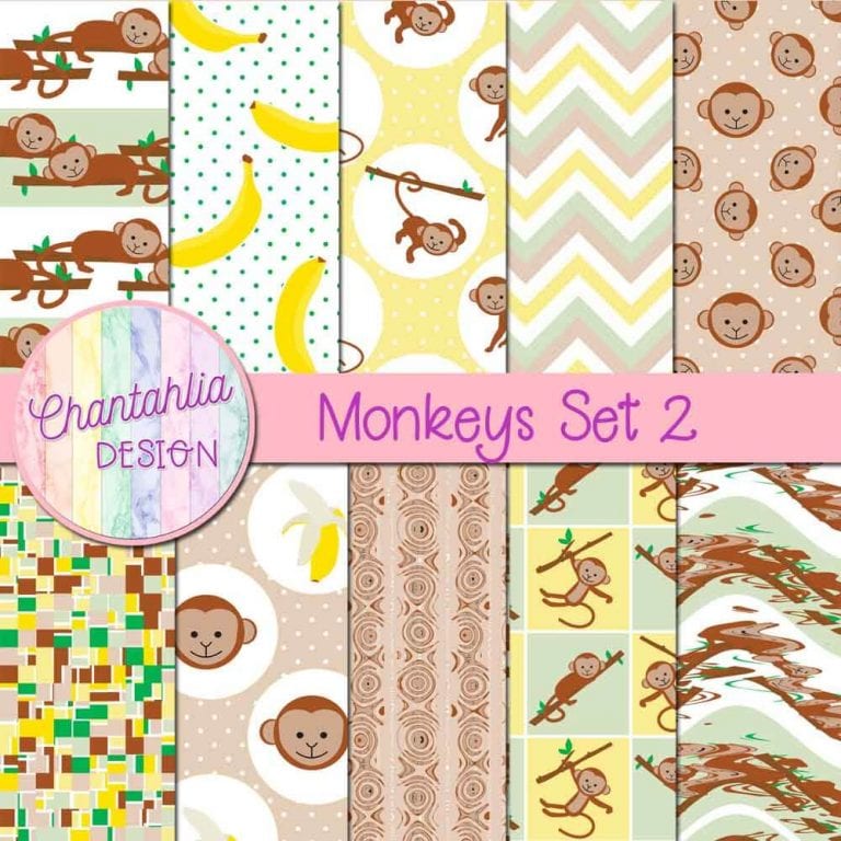 Free Monkeys Digital Papers for Digital Scrapbooking and other crafts