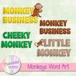 Free Monkeys Word Art for Digital Scrapbooking and other crafts