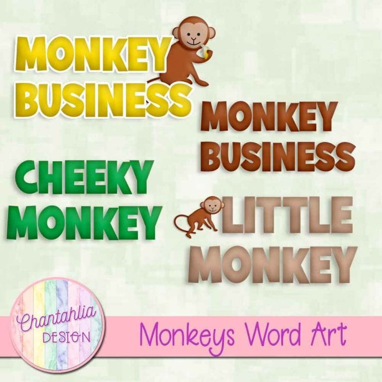 Free Monkeys Word Art for Digital Scrapbooking and other crafts