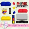Free Movie Night Elements for Digital Scrapbooking & Crafts