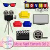 Free Movie Night Elements for Digital Scrapbooking & Crafts