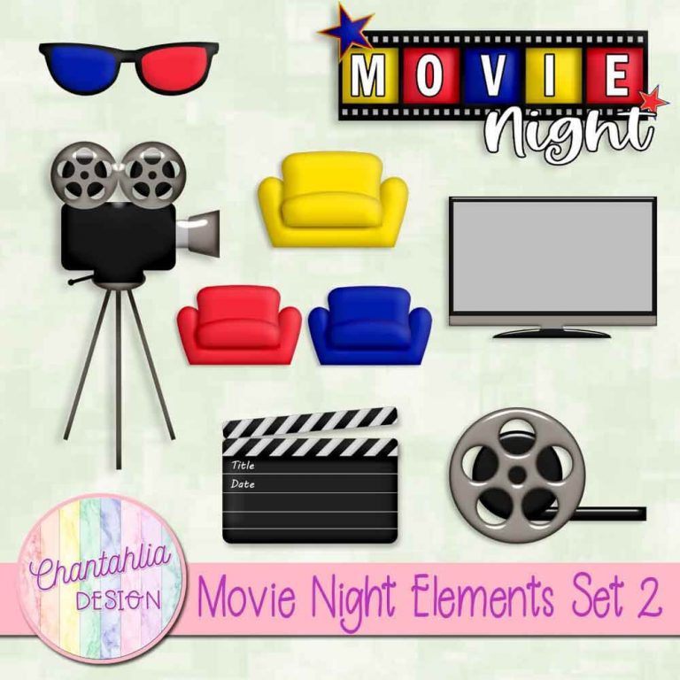 Free Movie Night Elements for Digital Scrapbooking & Crafts