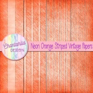 Free Digital Papers featuring Neon Orange Striped Vintage Designs