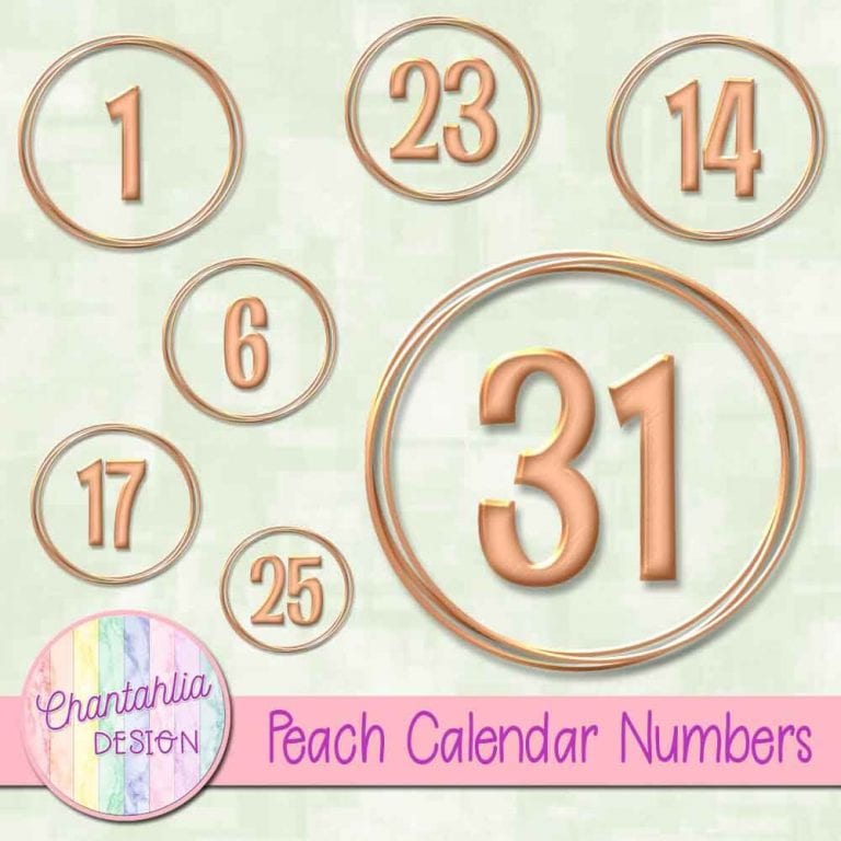 Free Peach Calendar Numbers