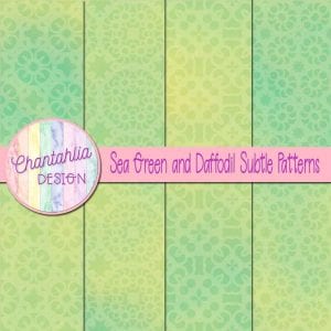 Free Sea Green and Daffodil Digital Papers with Subtle Patterns
