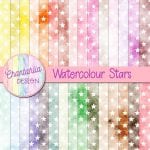 Free digital papers with watercolour stars in 36 colours for digital crafts