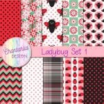 Free Ladybug Digital Papers for Digital Scrapbooking & Crafts