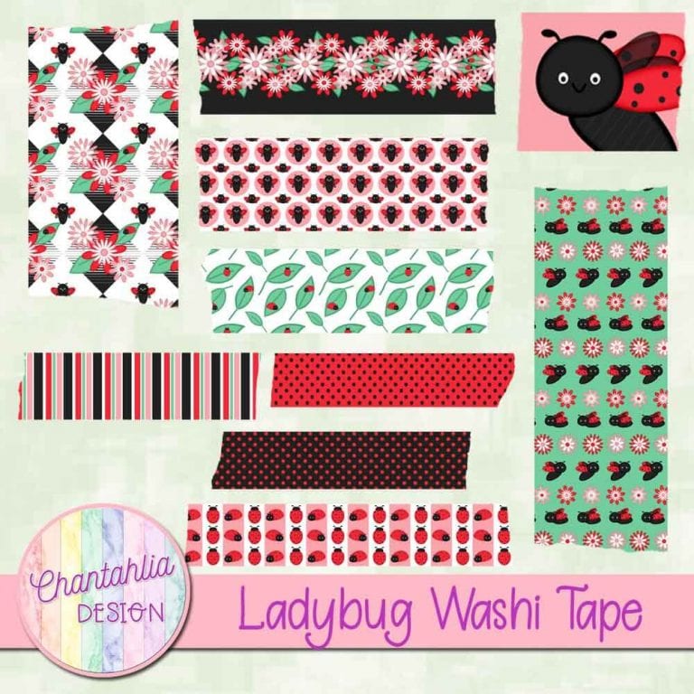 Free Ladybug Washi Tape for Digital Scrapbooking and crafts