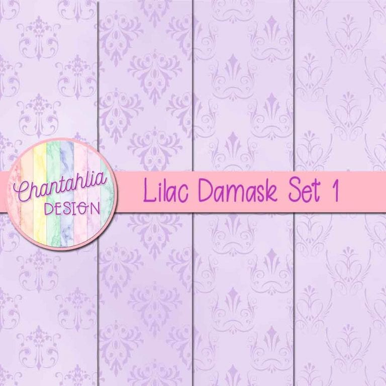 Free Digital Papers featuring Lilac Damask Designs