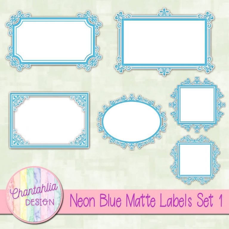 Free Matte Labels Design Elements in Neon Blue