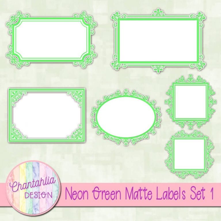 Free Matte Labels Design Elements in Neon Green