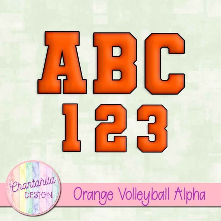 Free Orange Volleyball Alpha for Digital Scrapbooking and other crafts