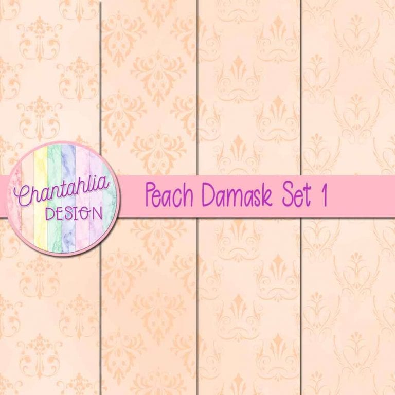 Free Digital Papers featuring Peach Damask Designs