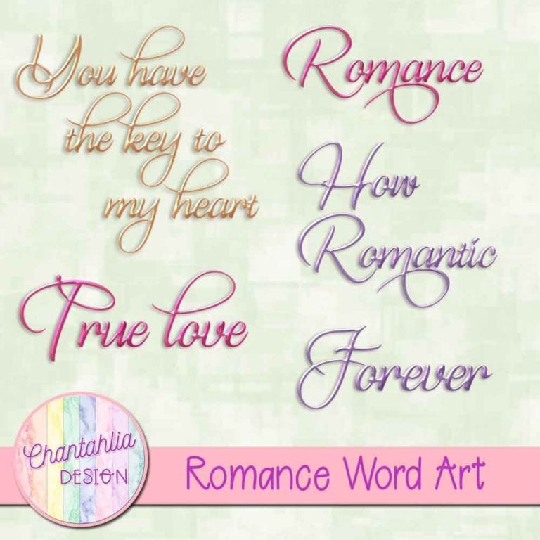 Free Romance Word Art for Digital Scrapbooking and crafts