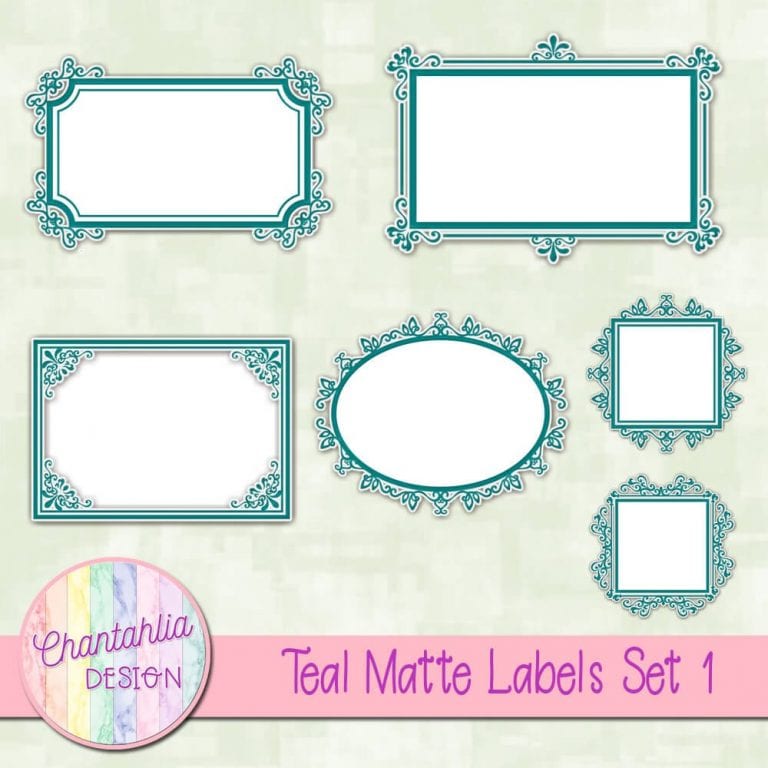 Free Matte Labels Design Elements in Teal