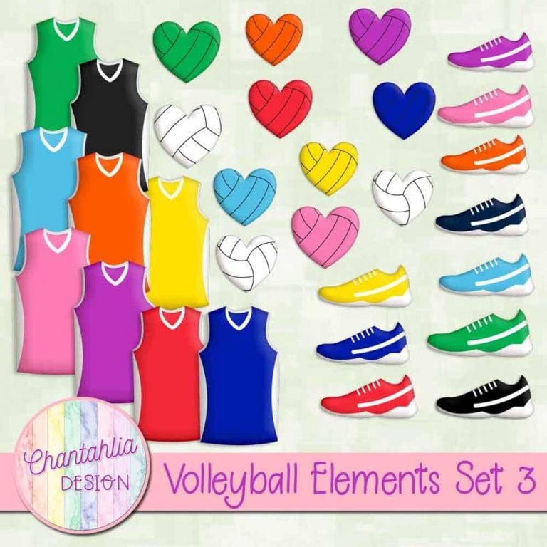 Free Volleyball Design Elements for Digital Scrapbooking and crafts