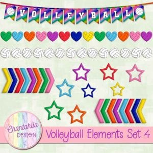 Free Volleyball Design Elements for Digital Scrapbooking and crafts
