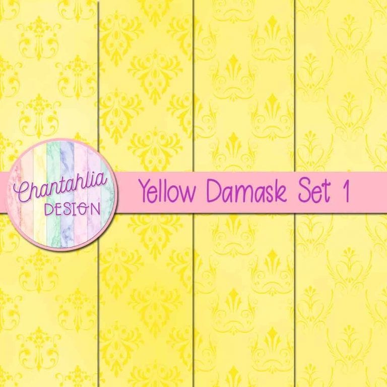 Free Digital Papers featuring Yellow Damask Designs
