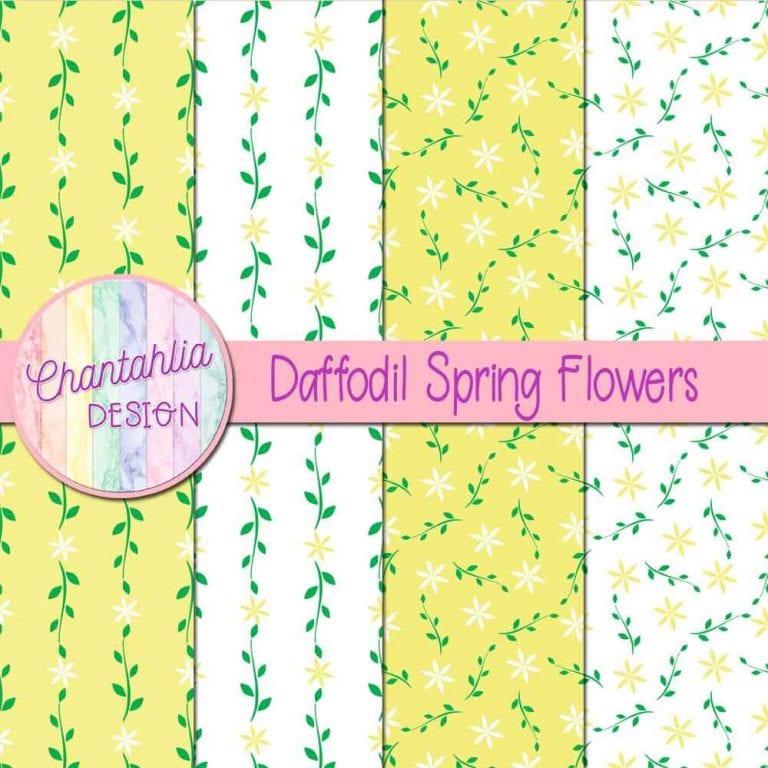 Free Digital Papers featuring Daffodil Spring Flowers Designs