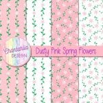 Free Digital Papers featuring Dusty Pink Spring Flowers Designs