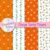 Free Digital Papers featuring Orange Spring Flowers Designs