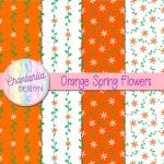 Free Digital Papers featuring Orange Spring Flowers Designs