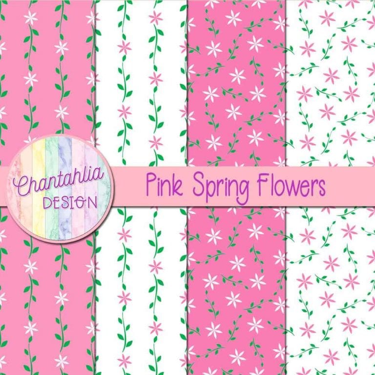 Free Digital Papers featuring Pink Spring Flowers Designs