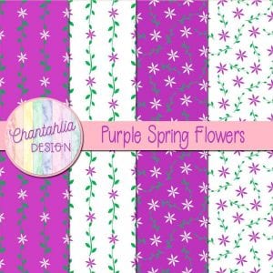 Free Digital Papers featuring Purple Spring Flowers Designs