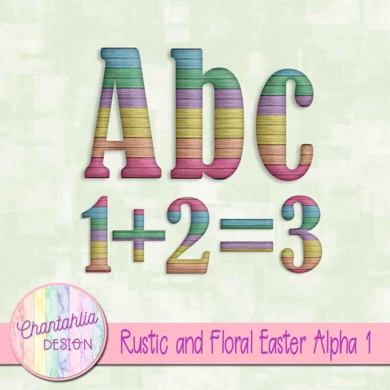 Free Alpha in the Rustic and Floral Easter Set for Digital Scrapbooking