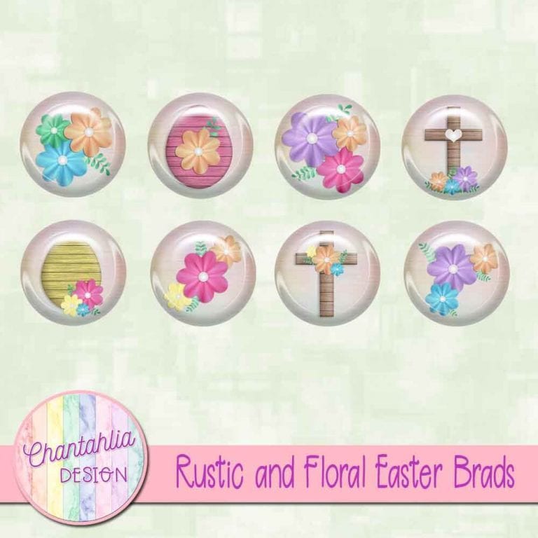 Free Rustic and Floral Easter Brads for Digital Scrapbooking