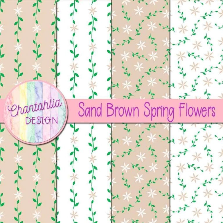 Free Digital Papers featuring Sand Brown Spring Flowers Designs