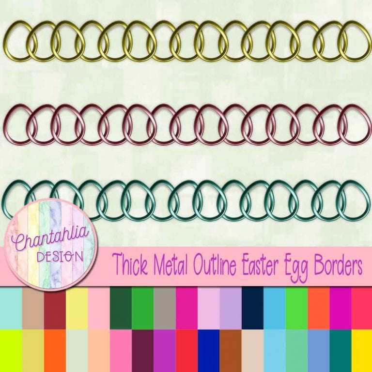 Free Easter Egg Borders in a Thick Metal Outline Style