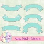 Free Matte Ribbons Design Elements in Aqua