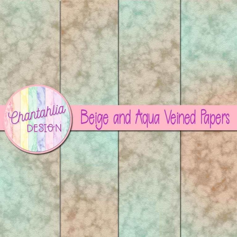 Free Beige and Aqua Digital Papers with Veined Designs