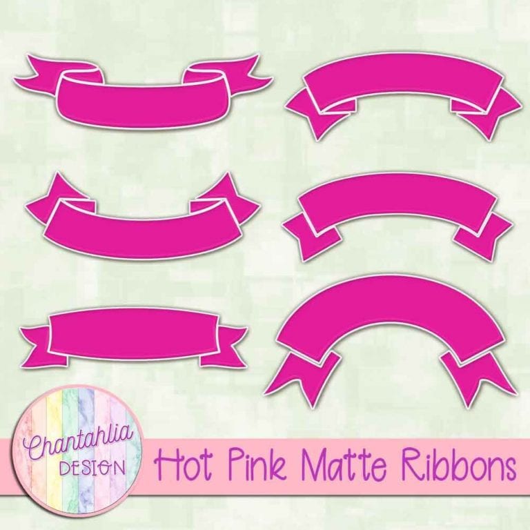 Free Matte Ribbons Design Elements in Hot Pink
