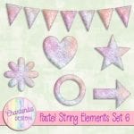 Free Pastel String Elements for Digital Scrapbooking