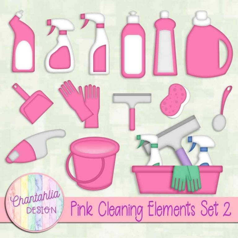 Free Cleaning Design Elements in Pink for Digital Scrapbooking