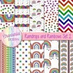 Free Raindrops and Rainbows Digital Papers for Digital Scrapbooking