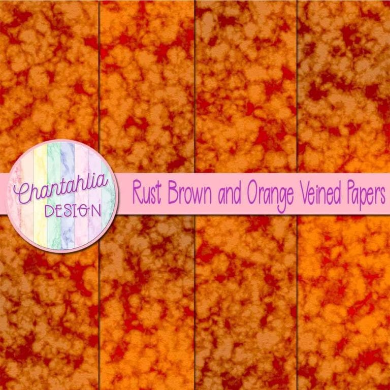 Rust Brown and Orange Veined Digital Papers - Chantahlia Design