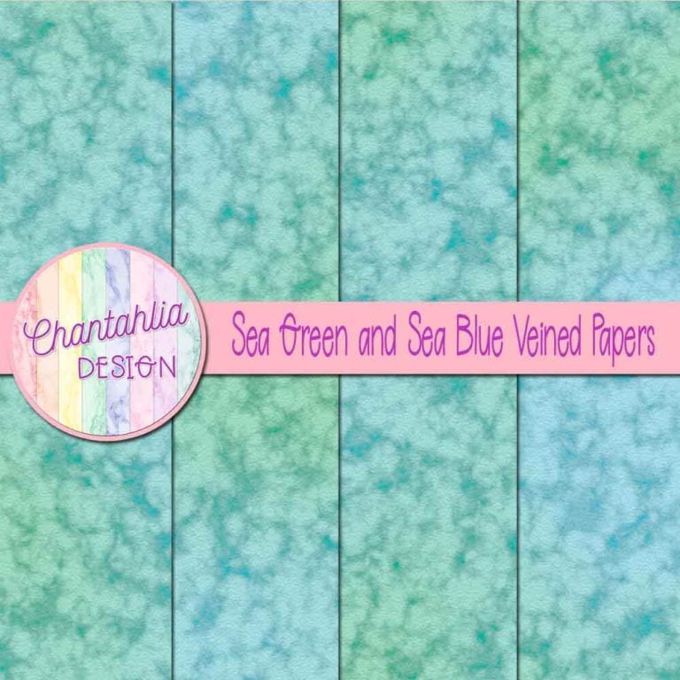 Free Sea Green and Free Sea Blue Digital Papers with Veined Designs
