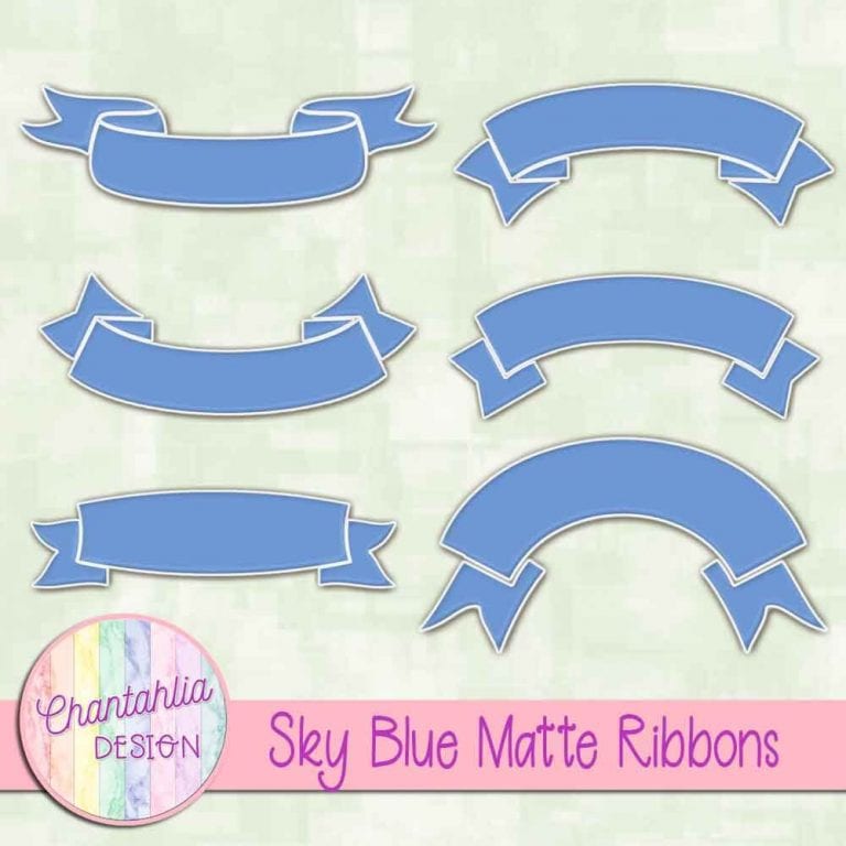 Free Matte Ribbons Design Elements in Sky Blue
