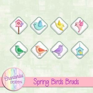 Free Spring Birds Brads for Digital Scrapbooking and other Crafts