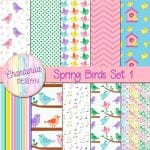 Free Spring Birds Digital Papers for Digital Scrapbooking