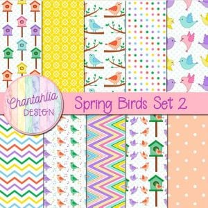 Free Spring Birds Digital Papers for Digital Scrapbooking