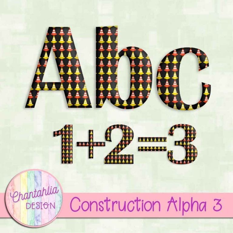 Free Alpha in a Construction Design for Digital Scrapbooking