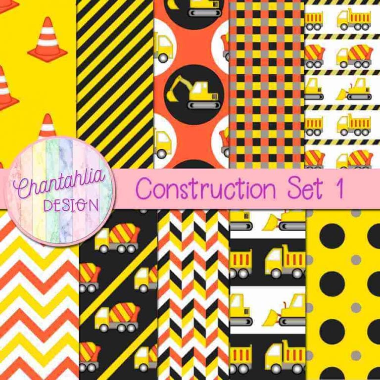 Free Construction Digital Papers for Digital Scrapbooking